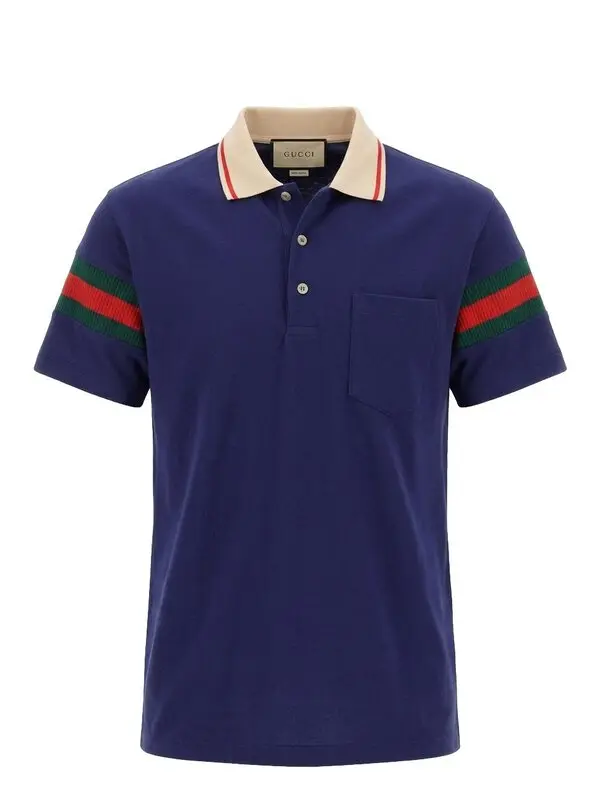 Gucci Stripe-detail Polo Shirt - Blue