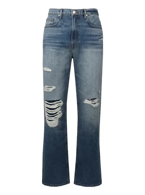 FRAME Distressed Detailed Flared Jeans - Black