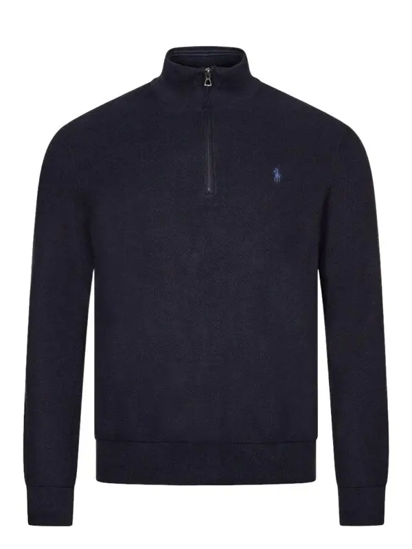 Polo Ralph Lauren Mesh-knit Quarter-zip Jumper - Black