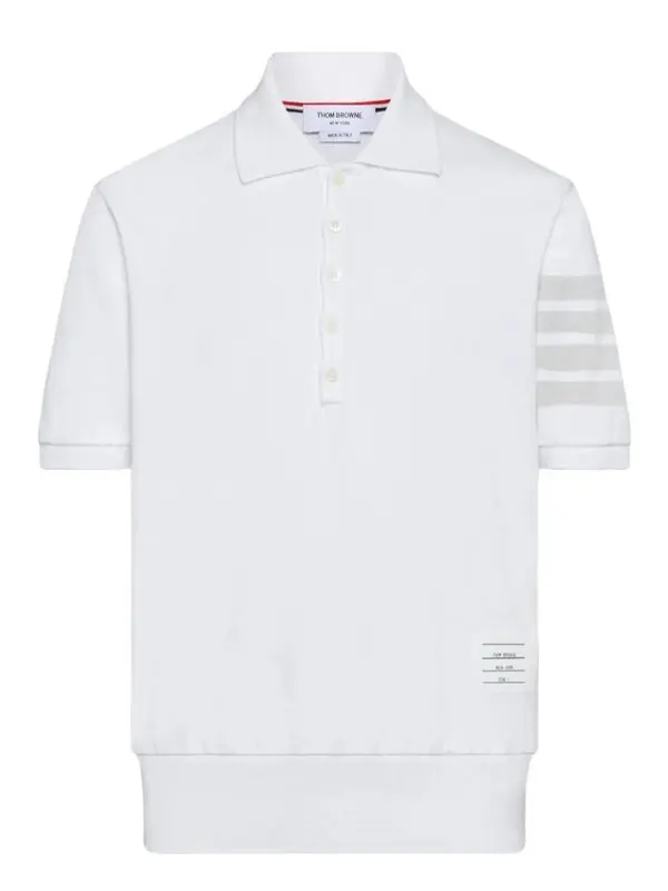 Thom Browne Ottoman 4-bar Logo Patch Polo Shirt - White