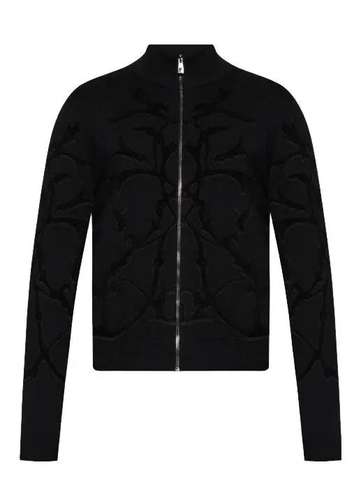 Versace Long-sleeved Zipped Cardigan - Black