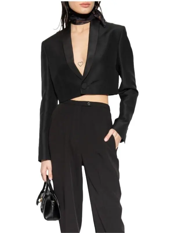 Dsquared2 Cropped V-neck Blazer With Single Button Closure - Black
