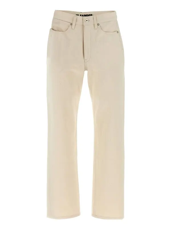 JIL SANDER High Waist Cropped Jeans - Beige