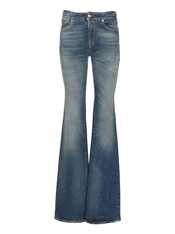 GOLDEN GOOSE Flared Jeans With Gold Chain Detail - Blue