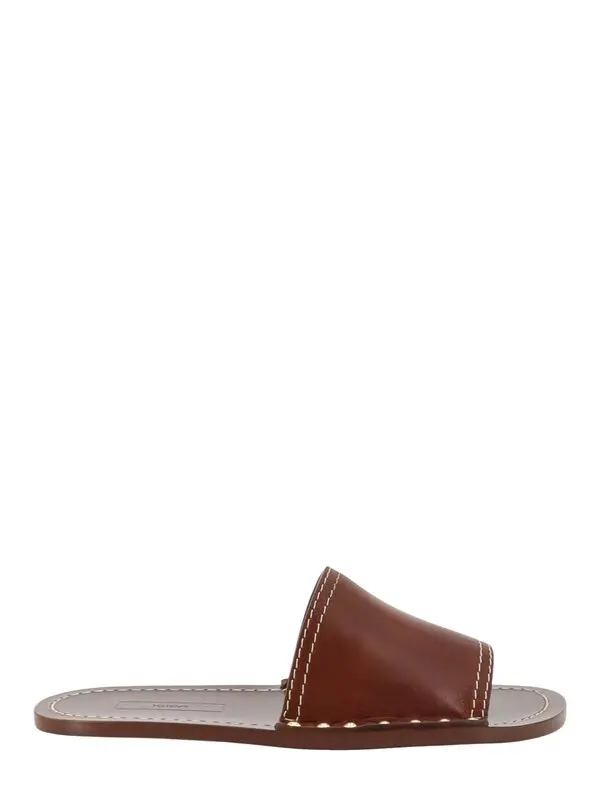TOTEME Studded Open Toe Slides - Brown
