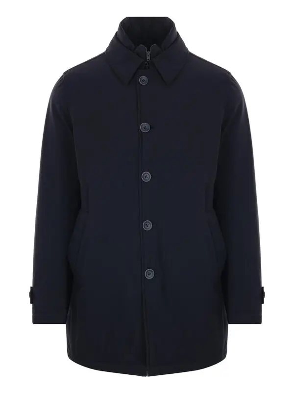 Herno Buttoned Layered Effect Coat - Black