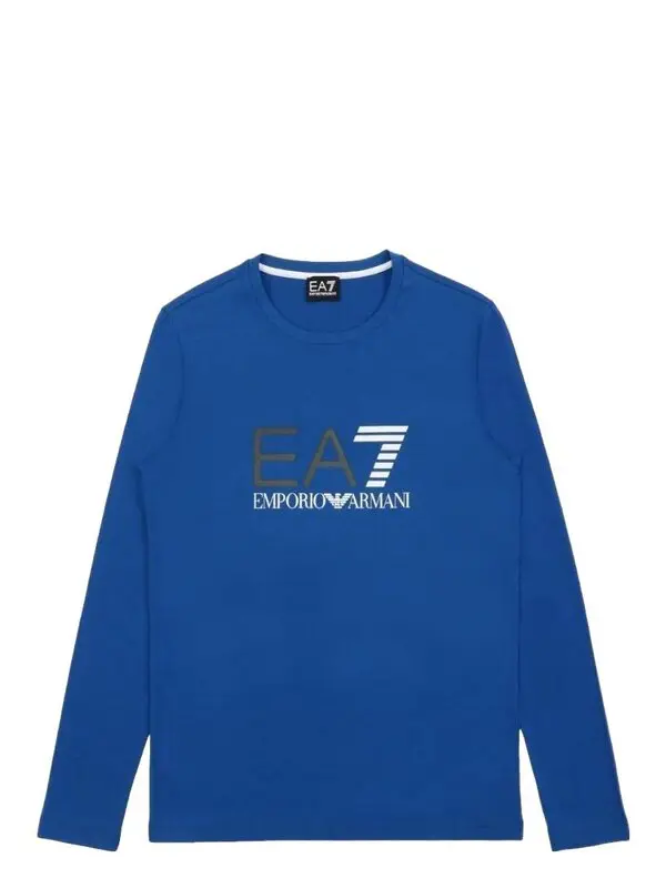 EA7 Logo T-shirt With Round Neck - Blue