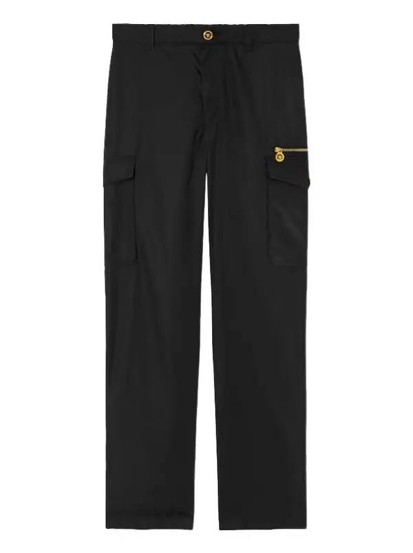 Versace Elasticated-waistband Cargo Pants With Medusa Hardware - Black