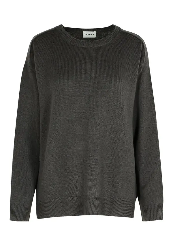 P.a.r.o.s.h Crewneck Knitted Jumper With Flared Hem - Grey