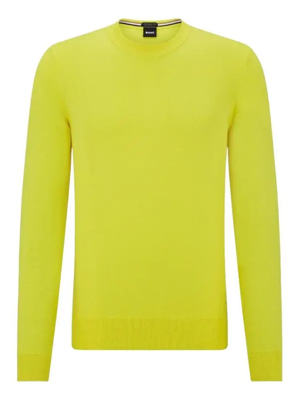 Hugo Boss Embroidered Crew Neck Sweater - Yellow