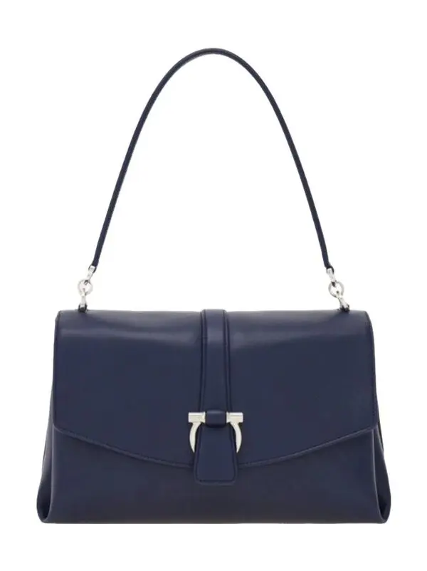 FERRAGAMO Front Flap Shoulder Bag - Navy Blue