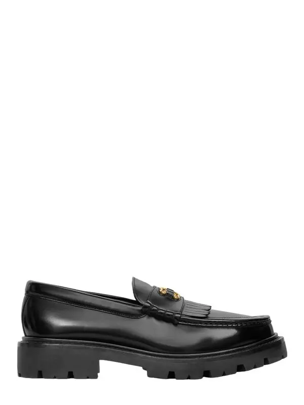 Celine Margaret Loafer With Triomphe Frame In Polished Bull - Black