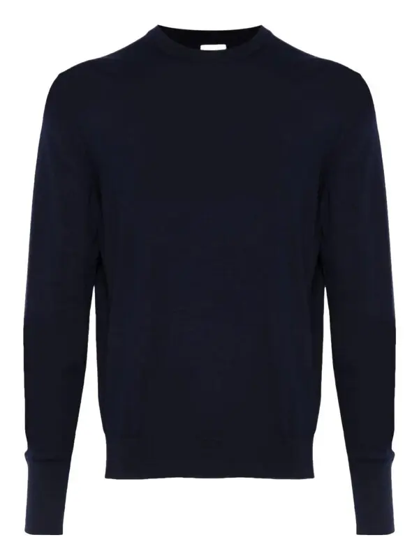 Eleventy Ribbed Crew Neck Fine Knit Sweater - Navy Blue