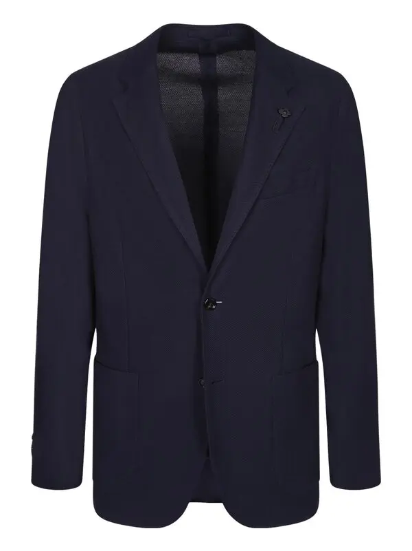 LARDINI Textured Single-breasted Blazer - Blue