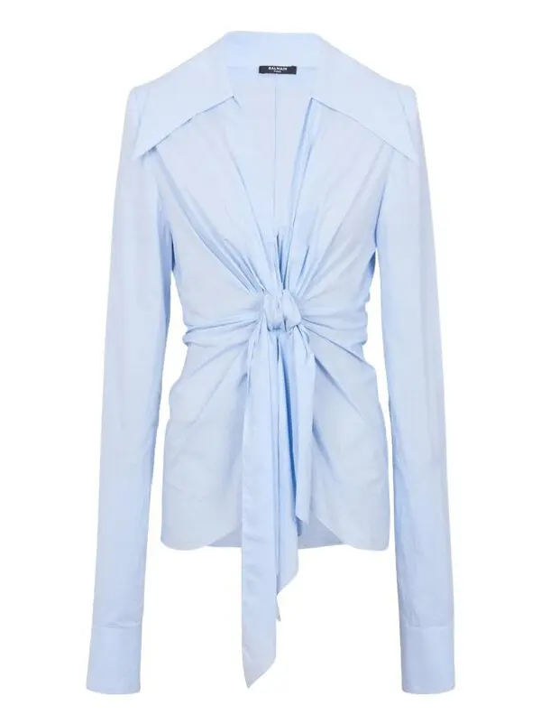 Balmain Poplin Knotted Shirt - Blue