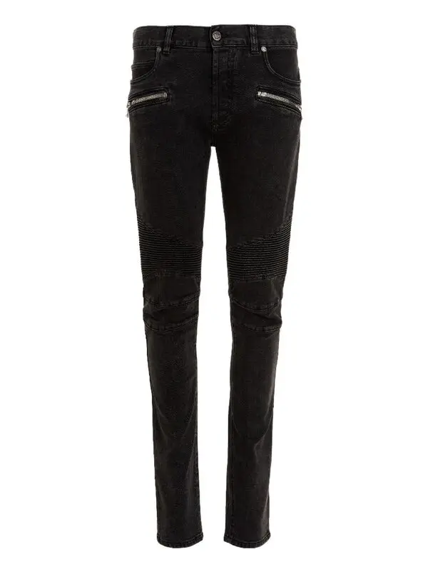 Balmain Zipped Pocket Skinny Jeans - Black