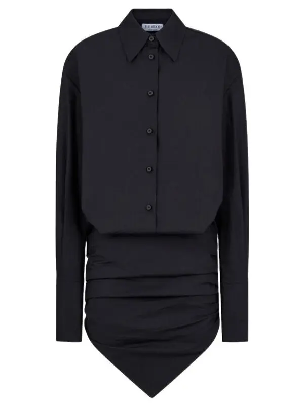 Attico Long-sleeved Mini Shirt Dress - Black
