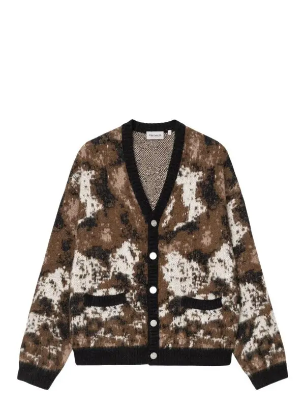 Carhartt Work In Progress Merton V-neck Cardigan - Wild Dog Jacquard