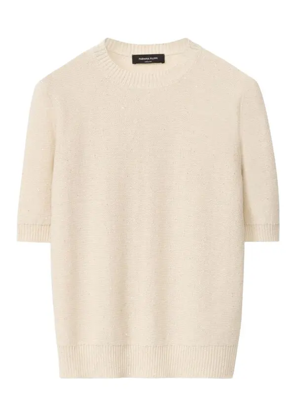 Fabiana Filippi Sequinned Short-sleeved Crewneck Jumper - Nude