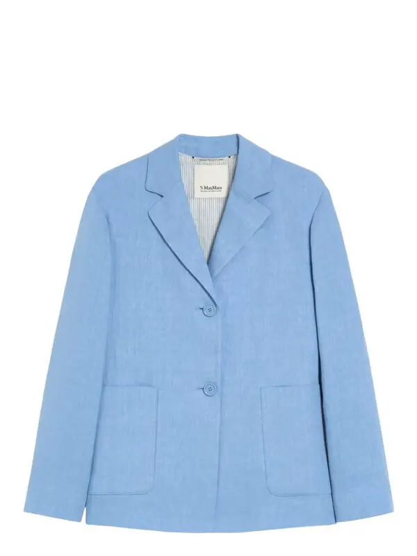 Max Mara Livia Single-breasted Jacket In Washed Linen Twill - Light Blue