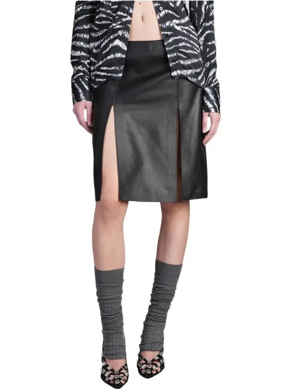 Attico Zippered Skirt With Split Design - Black