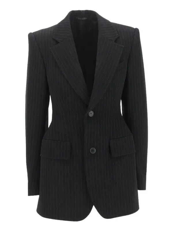 Balenciaga Single-breasted Blazer With Folded Collar - Black/white