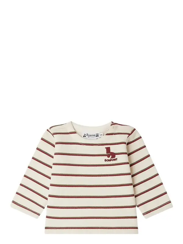 Bonpoint Striped T-shirt With Embroidery - White