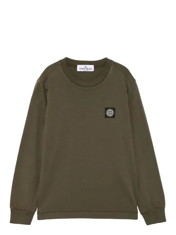 Stone Island Logo Patch Long Sleeve T-shirt - Military Green