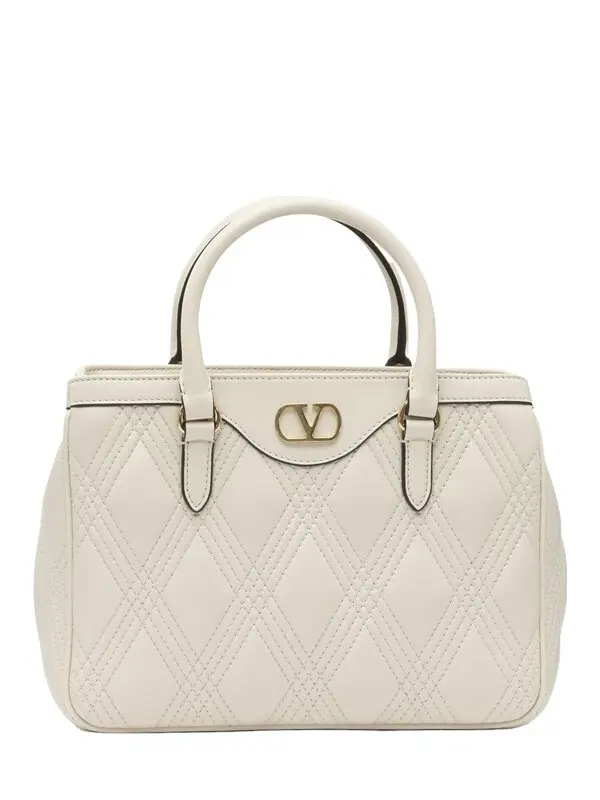 Valentino Garavani Quilted Vlogo Double Handle Tote Bag - White