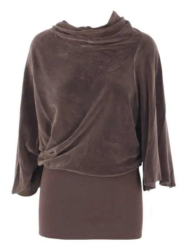 Rick Owens Draped Cowl Neck Top With Asymmetric Back - Brown