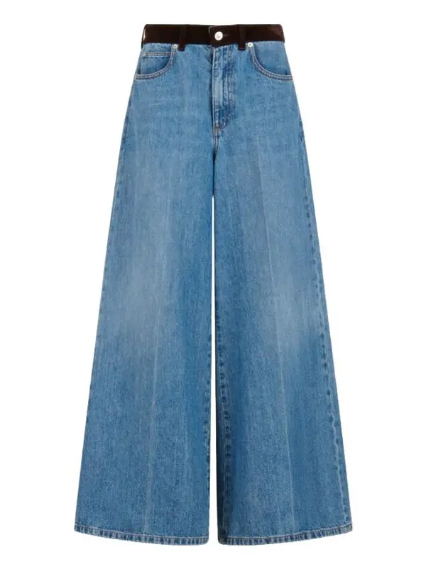 Marni Wide Leg Jeans With Velvet Waistband - Deep Blue