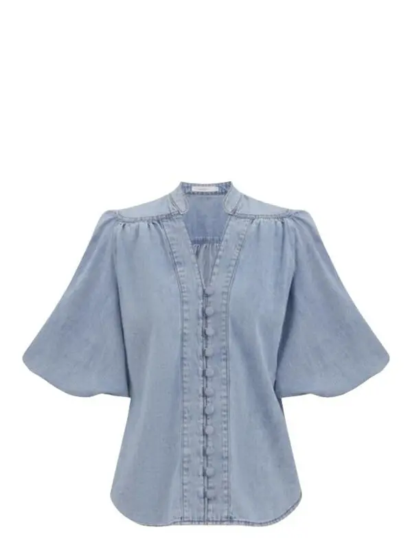 Zimmermann Lucky Denim Blouse - Blue