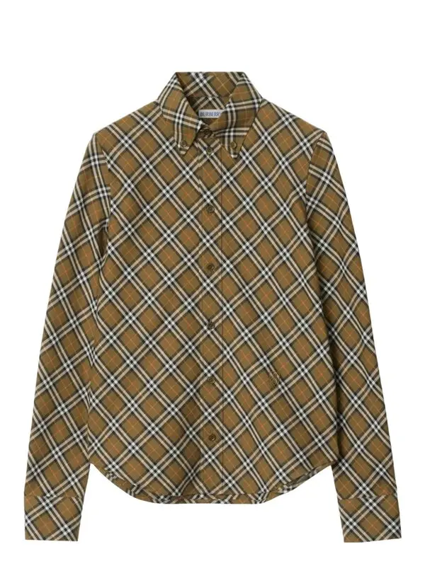 Burberry Check Print Long Sleeve Shirt - Oxide