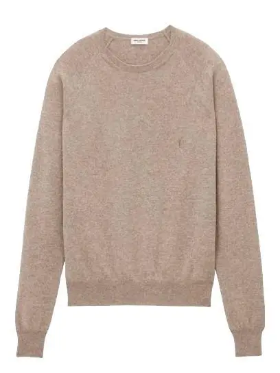 Saint Laurent Cassandre Crewneck Jumper - Taupe