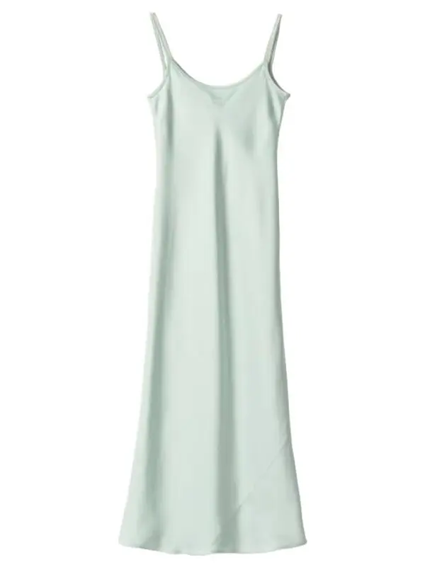 Miu Miu Silk Maxi Dress With Embroidered Logo - Emerald Green