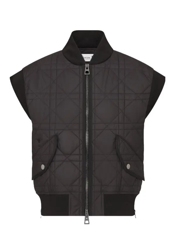 Dior Macro Cannage Quilted Vest - Black