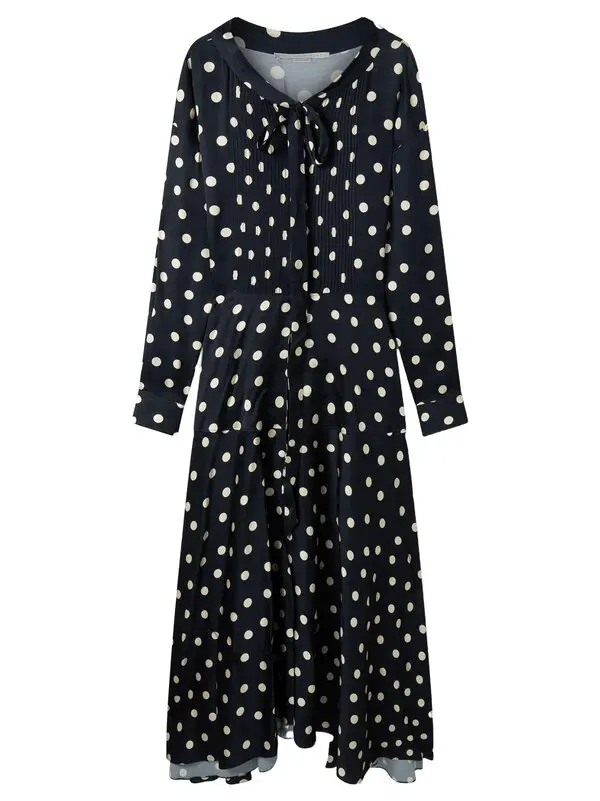 Stella McCartney Long-sleeve Polka Dot Maxi Dress - Black/cream