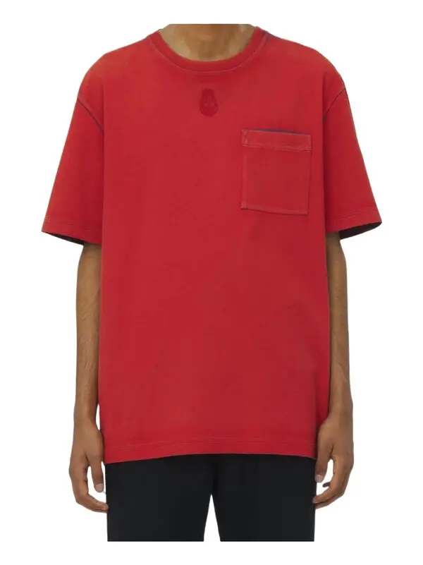 Alexander McQueen Skull Embroidered Two-toned T-shirt - Rust/bordeaux