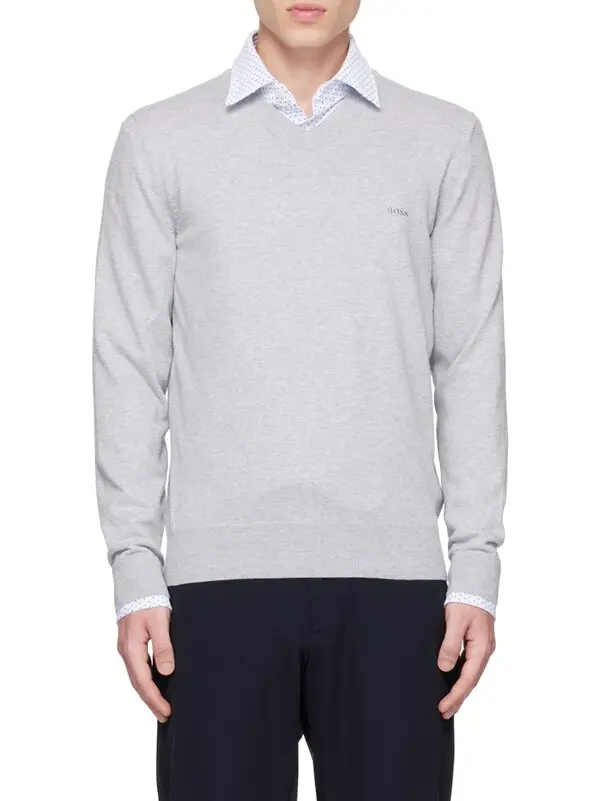 Hugo Boss Logo V-neck Knitted Sweater - White