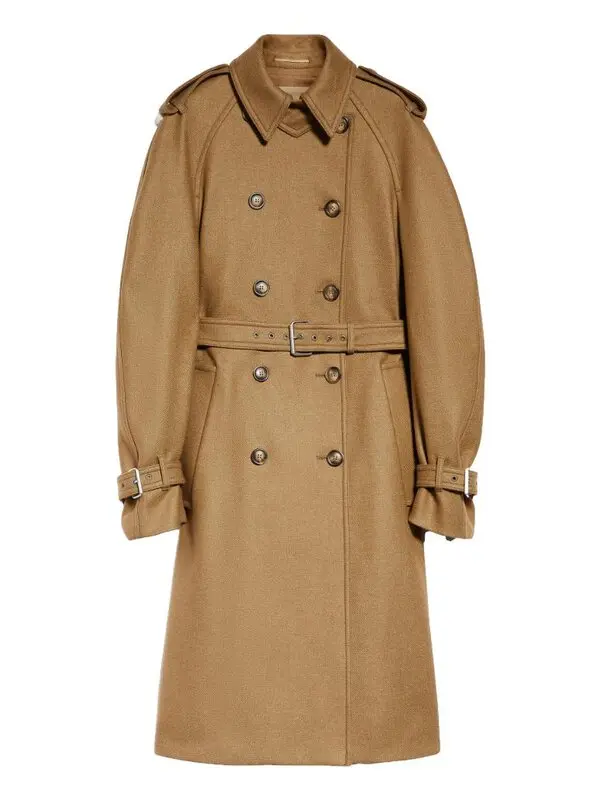 Sportmax Double-breasted Twill Trench Coat - Brown