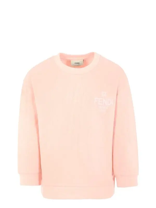 Fendi Logo Embroidered Cotton Sweatshirt - Pink