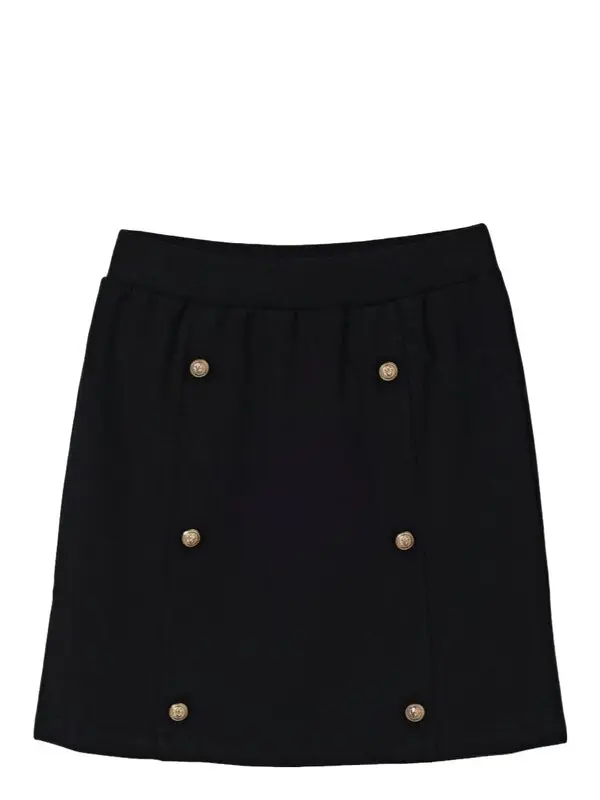 Balmain Elastic Waist Skirt With Button Detail - Black