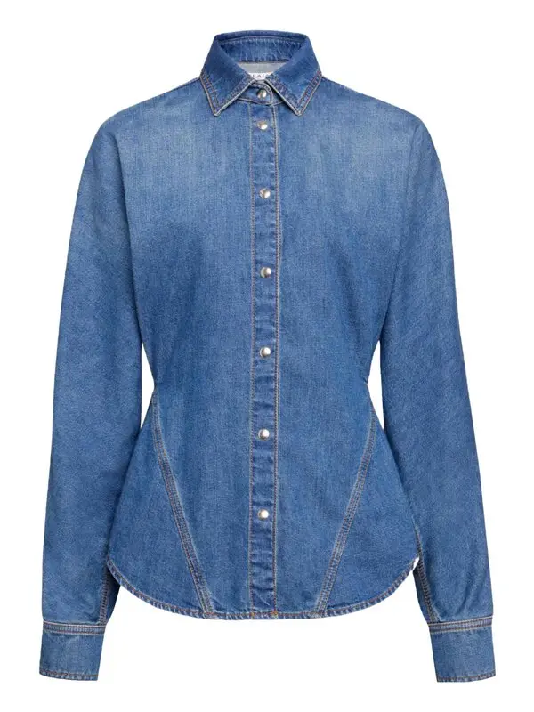 Alaïa Round Denim Shirt - Mineral