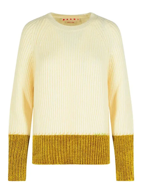Marni Cream Wool Colour-block Jumper - Nude
