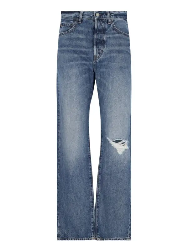 Polo Ralph Lauren Classic Straight-leg Jeans With Distressed Detailing - Blue