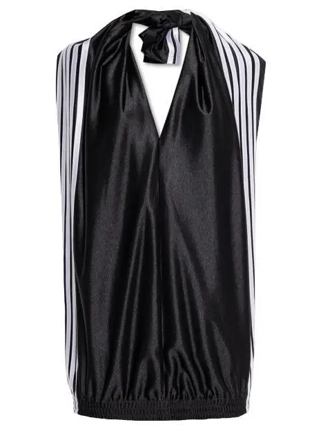 Balenciaga Sleeveless V-neck Mini Dress With Cut-out Back And Stripes - Black