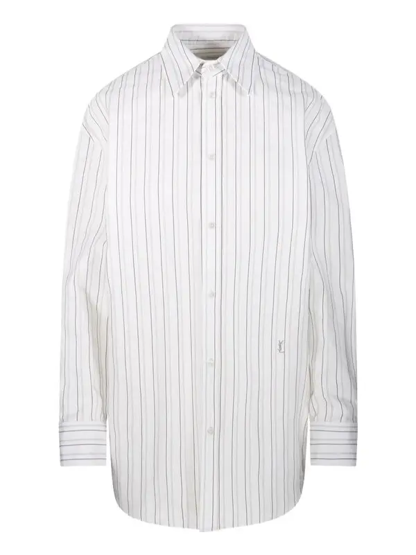 Saint Laurent Striped Button-up Shirt - White