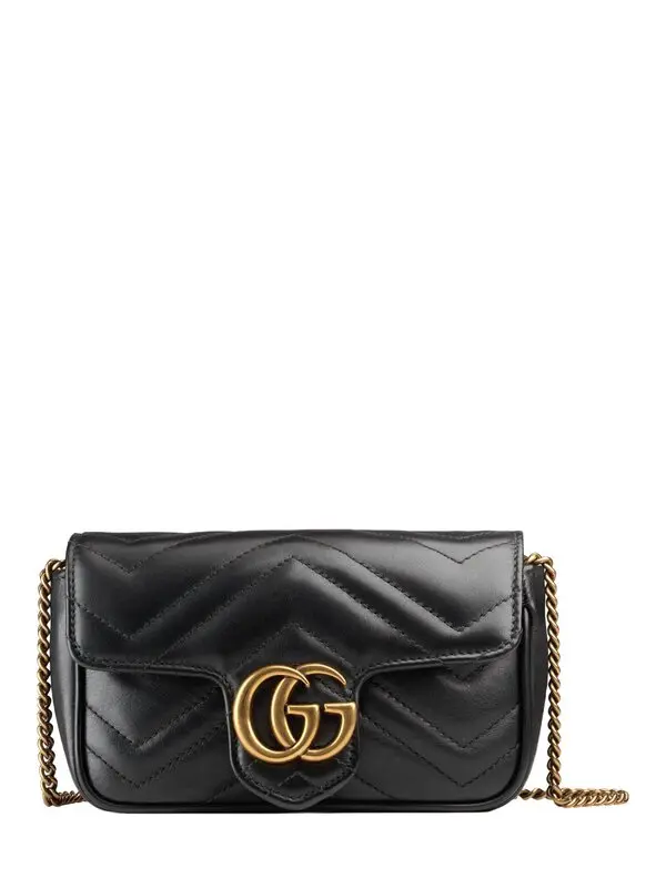 Gucci Gg Marmont Matelassé Super Mini Bag - Black
