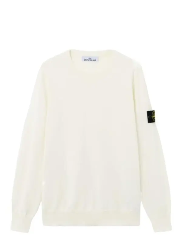 Stone Island Logo Patch Crewneck Sweater - Ivory