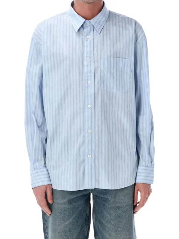 SUNFLOWER Striped Oversized Shirt - Blue